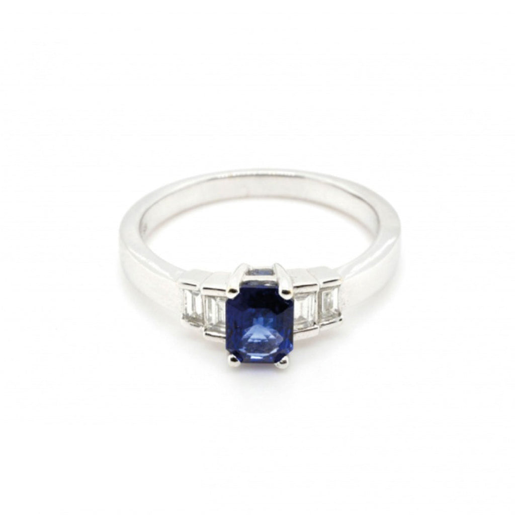 18ct White Gold Sapphire Diamond Ring – BALDWIN Jewellery