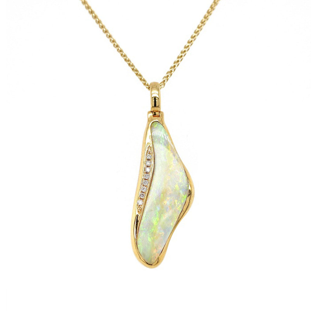 18ct Yellow Gold Opal and Diamond Pendant – BALDWIN Jewellery